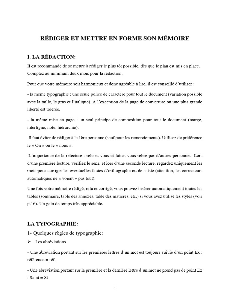 Rédiger et Mettre en Forme un Mémoire | PDF | Écriture bicamérale ...