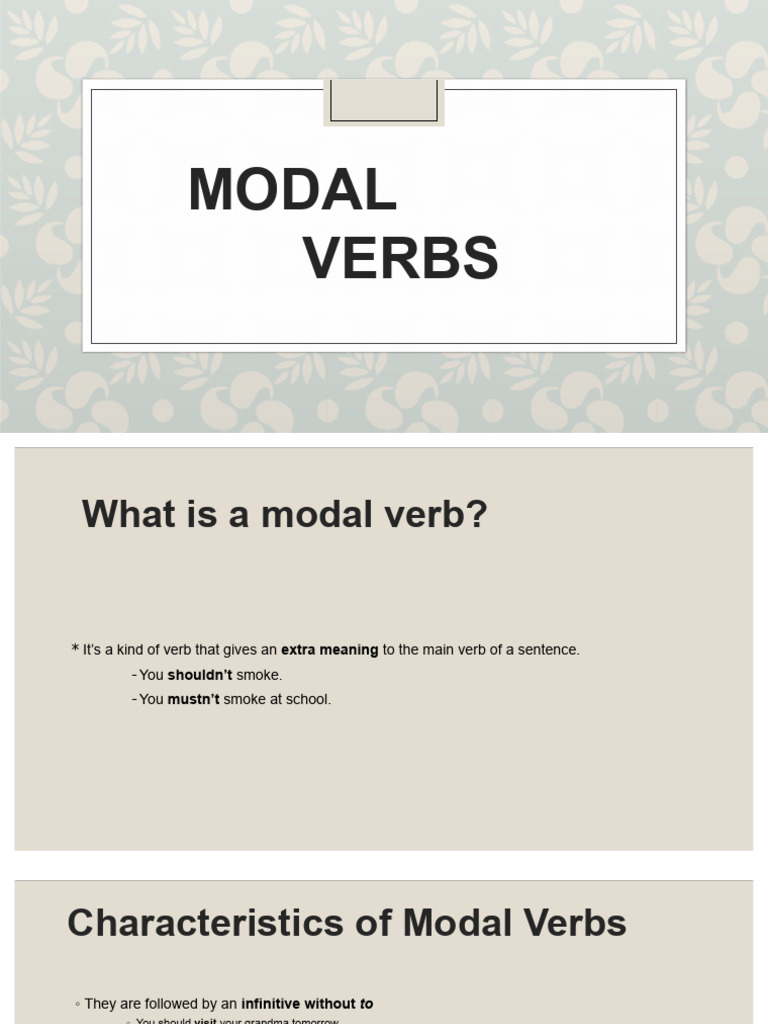 Modal Verbs - Presentation | PDF | Syntax | Linguistic Morphology