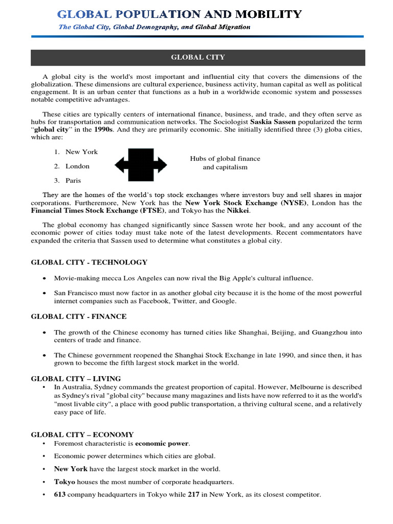 CONWORLD - Global City, Demography, Migration | PDF | Immigration | Human Migration