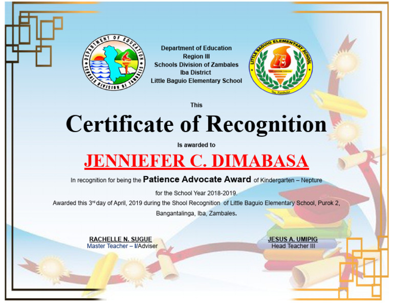 Patience Advocate Award | PDF