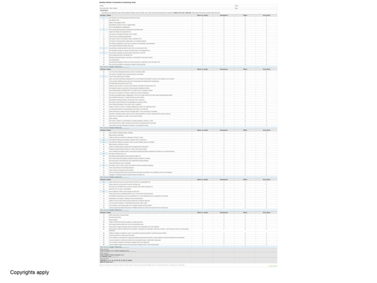 Barkley Deficits in Executive Functioning Scale | PDF