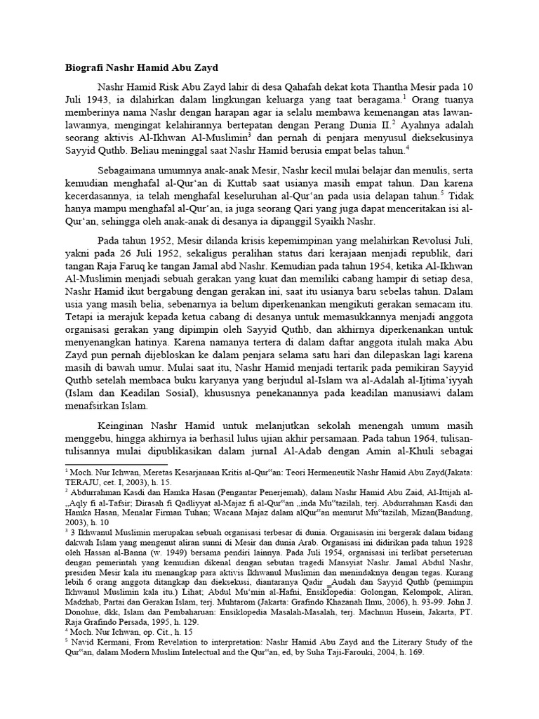 Biografi Nasr Hamid Abu Zayd | PDF
