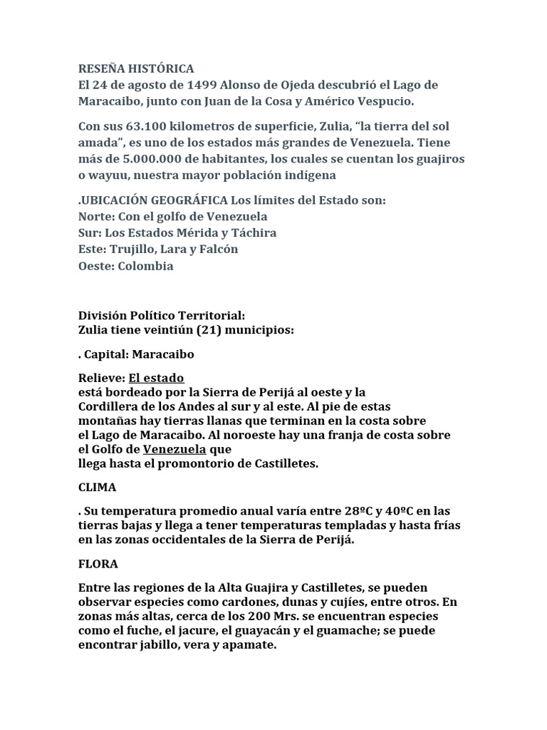 Historia y Economía del Zulia | PDF | Venezuela