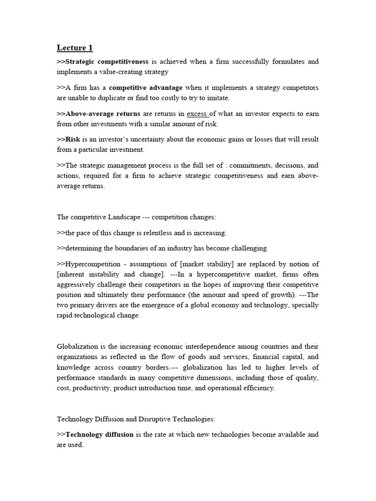 Strategic Management Note | Download Free PDF | Strategic Management ...
