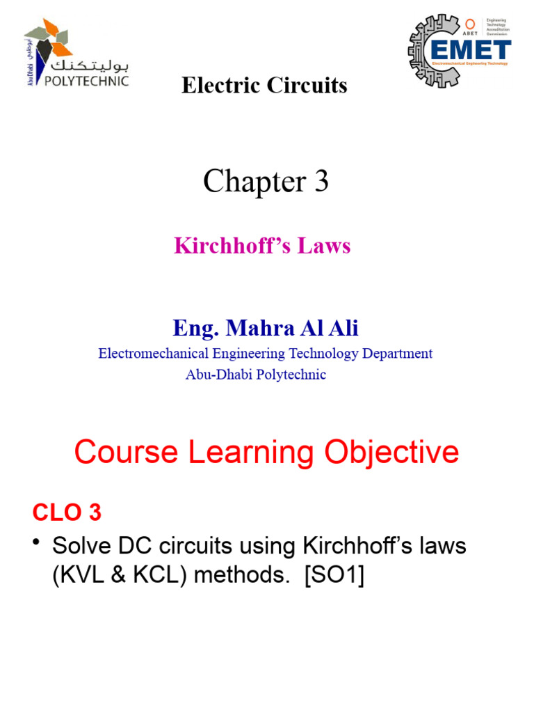 Chapter 03 (Kirchhoff's Laws) | PDF | Electrical Network | Electrical ...