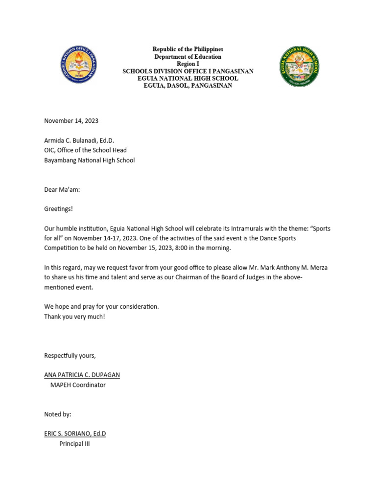 Invitation Letter To Chief Guest | PDF