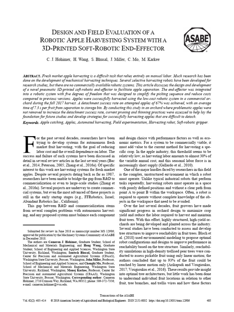 Design and Field Evaluation of A Design and Field Evaluation of A 3d-Printed Soft-Robotic End ...