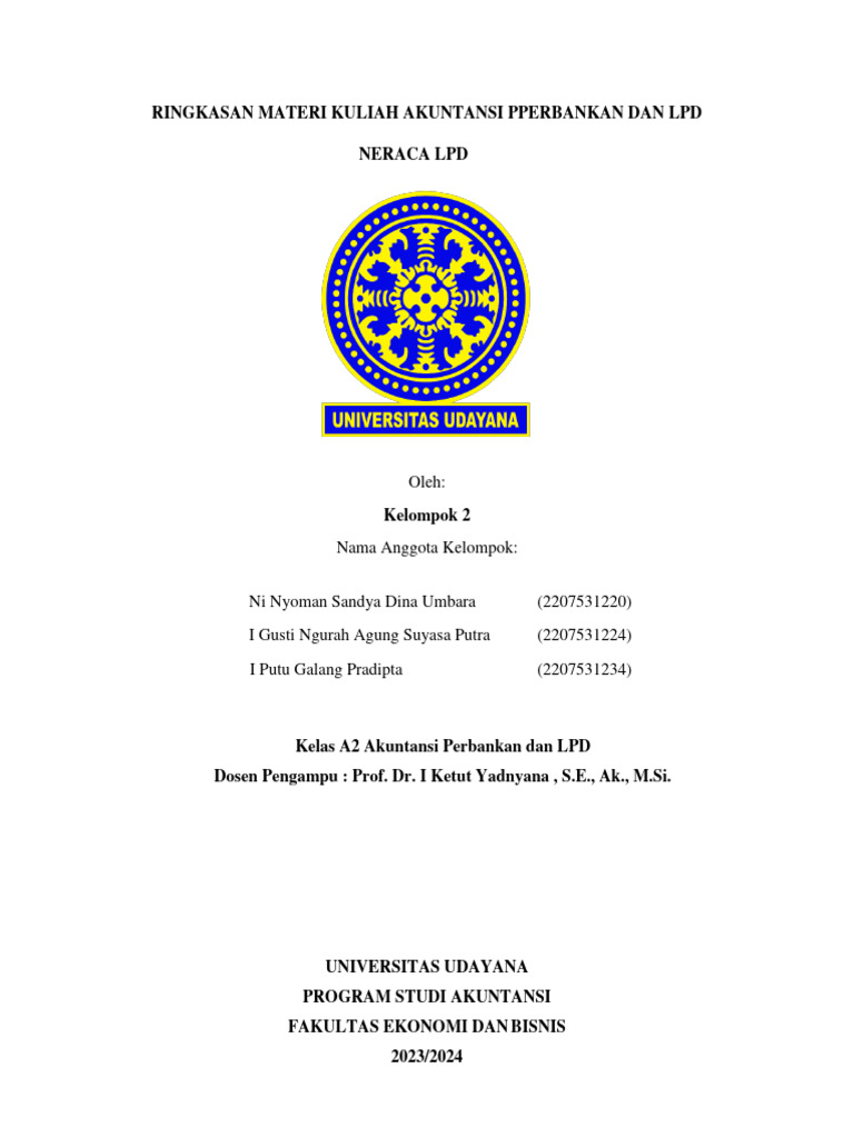 Kelompok 2 - RMK 10 (Neraca LPD) | PDF | Pengelolaan Keuangan & Uang