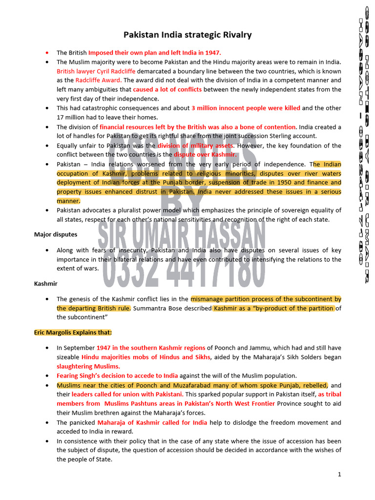 Pakistan India Strategic Rivalry | PDF | Pakistan | International Relations