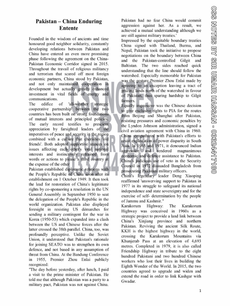 Pakistan - China Enduring Entente | PDF