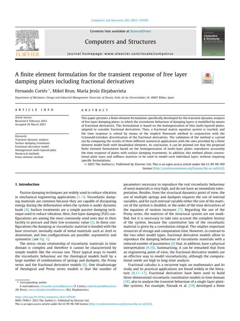 A Finite Element Formulation For The Transient Response Of Free Layer Damping Plates Including