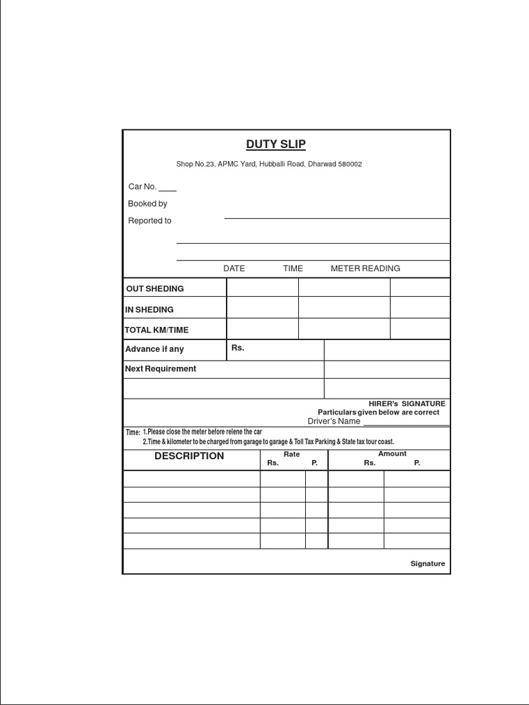 Duty Slip - 2 | PDF
