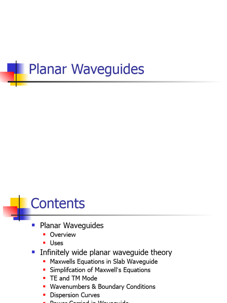 Planar Waveguide Presentation | Download Free PDF | Waveguide | Optical Fiber