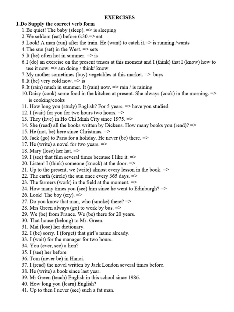 Exercises | PDF | Language Arts & Discipline | Foreign Language Studies