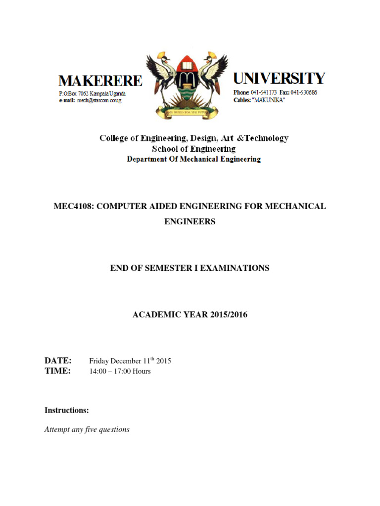 ExamMEC4108 15 16 | PDF | Numerical Control | Engineering