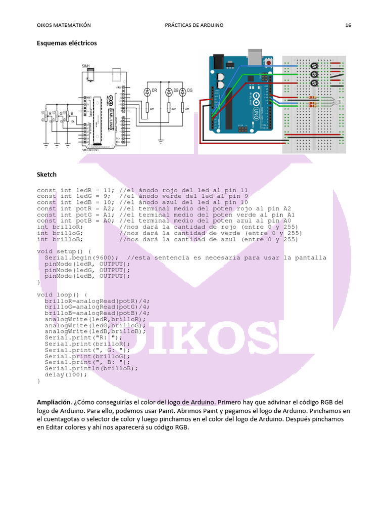 Prácticas Arduino 20 16 25 | PDF | Diodo emisor de luz | Modelo de color Rgb
