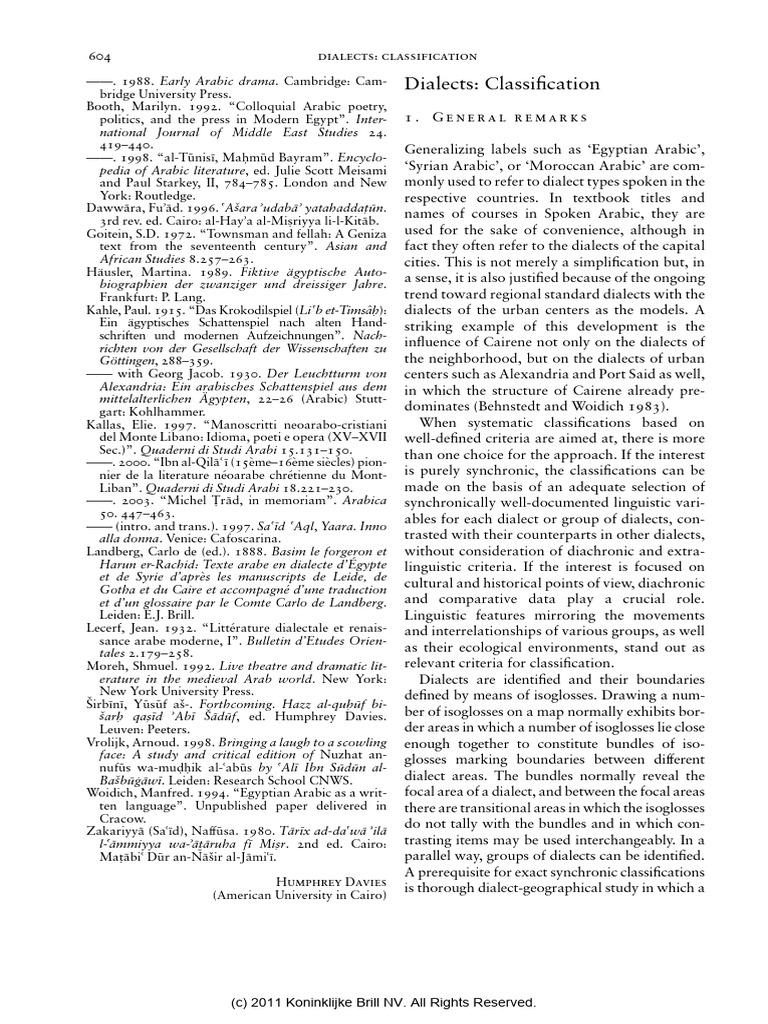 Dialects-Classification - Encyclopedia of Arabic Language and ...