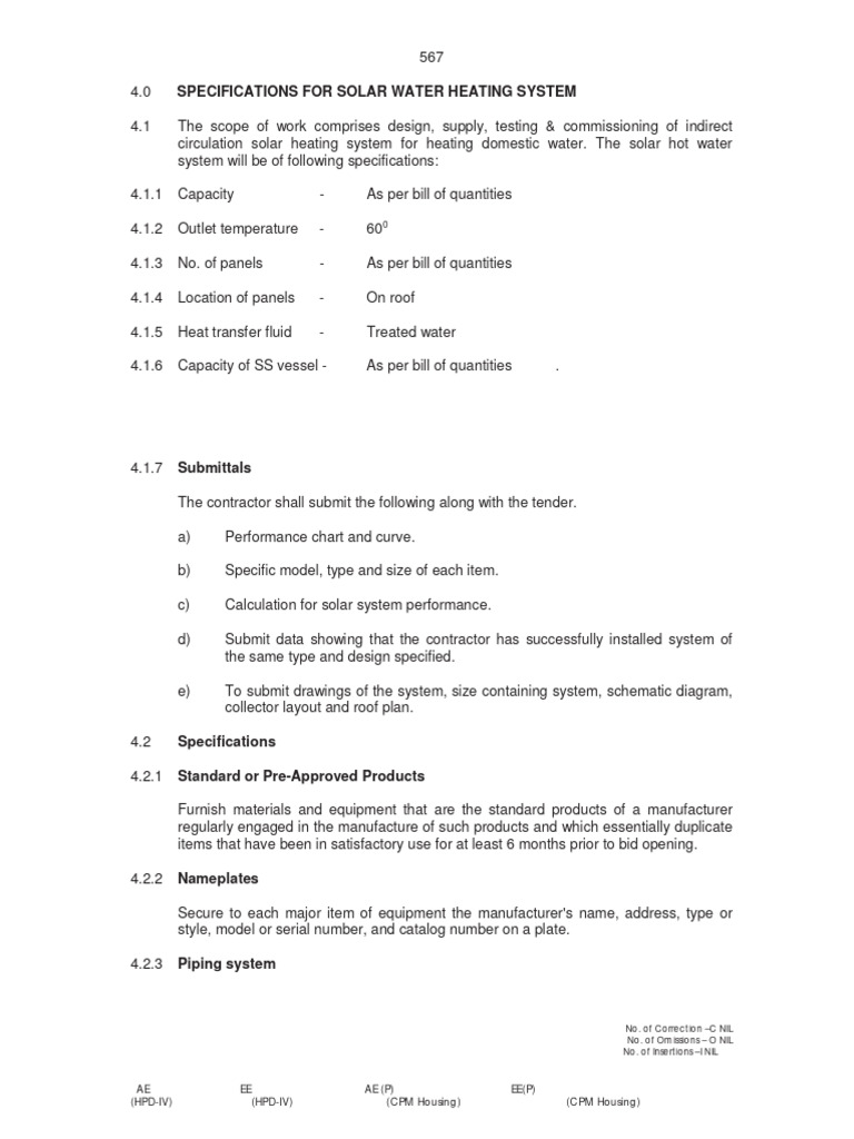 Tech Specs-SOLAR WATER HEATING SYSTEM | PDF | Pipe (Fluid Conveyance) | Water Heating