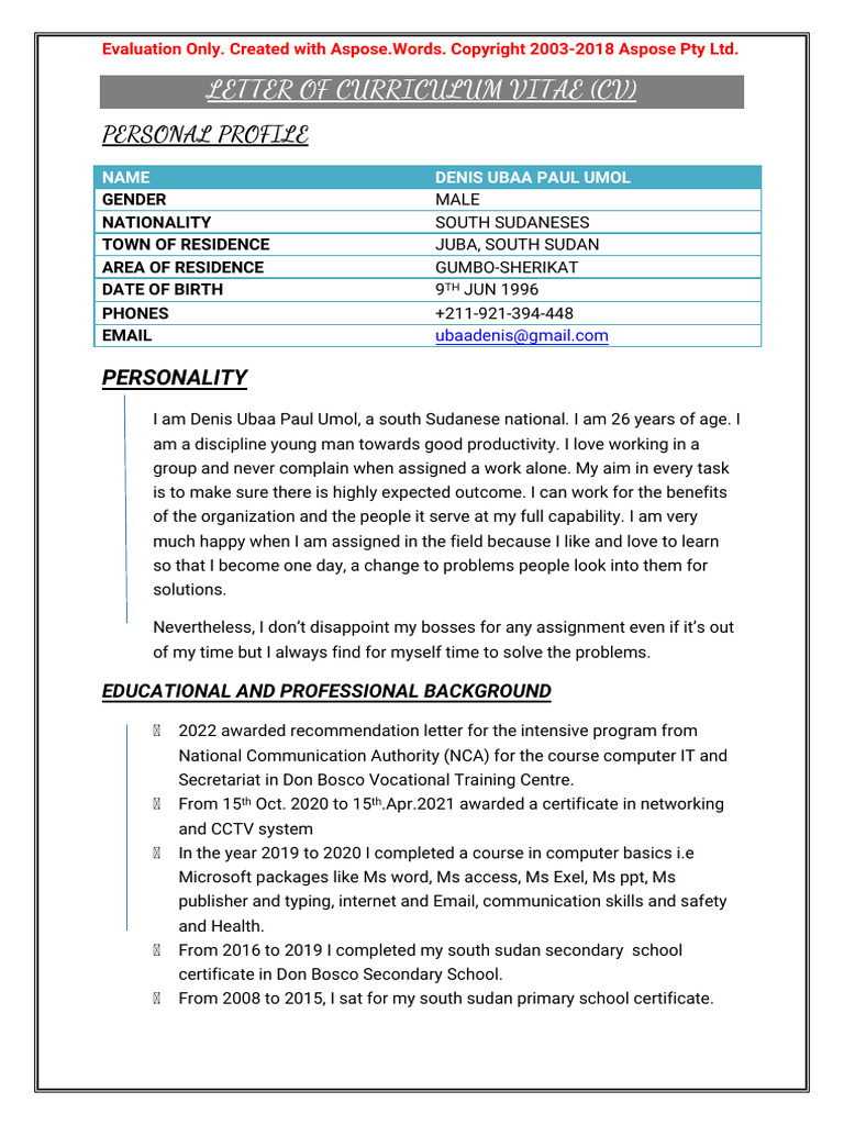 Denis Ubaa's CV | PDF