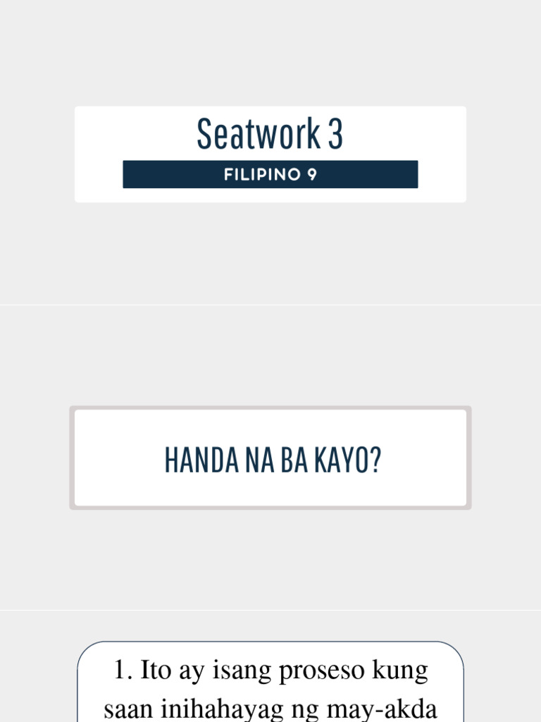FIlipino 9 Seatwork 3 | PDF