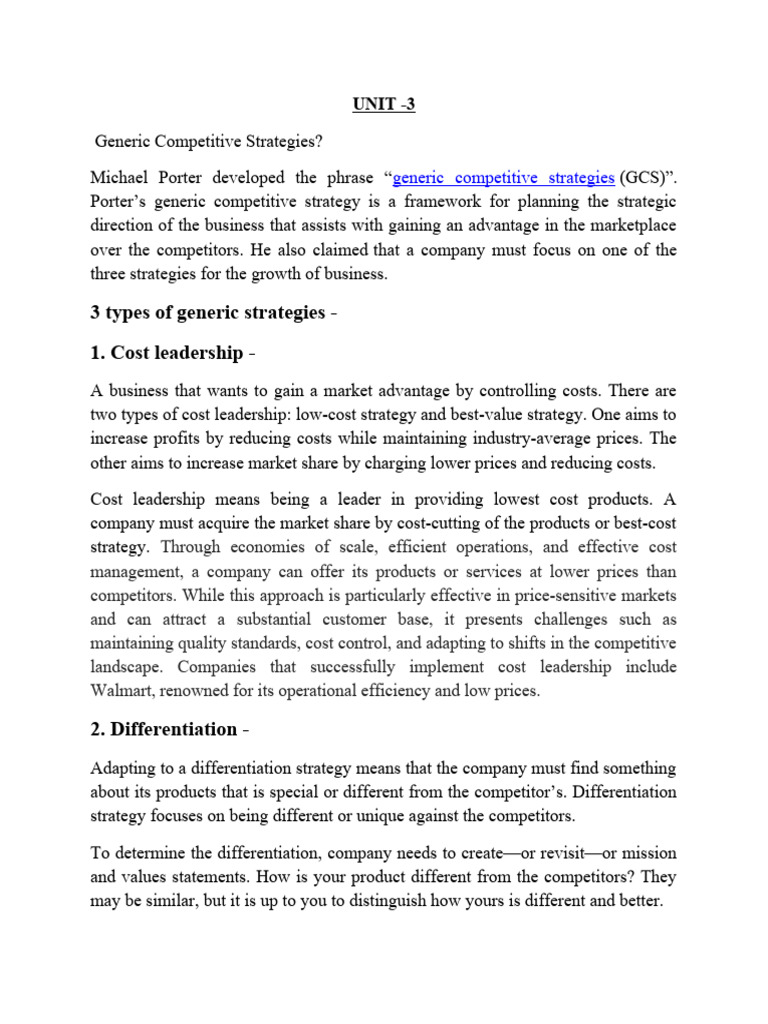 Unit 3 & 4 S.M Notes | PDF | Strategic Management | Outsourcing Unit 3 & 4 S.M Notes | PDF | Strategic Management | Outsourcing