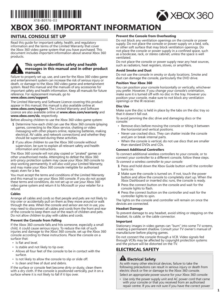 Xbox 360 Manual en ZH Ko - Si TW HK Ko | PDF