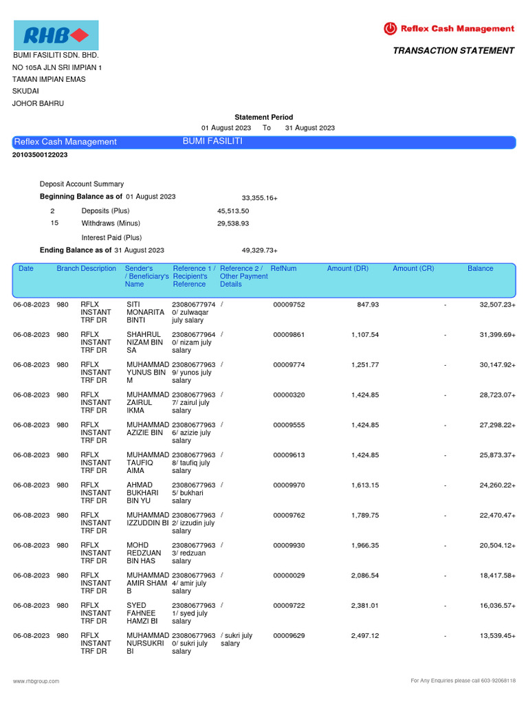 Statement Request | PDF | Financial Services | Money