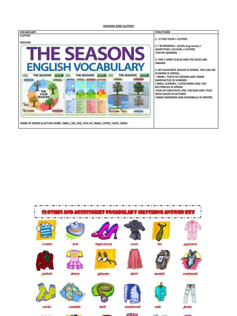 Seasons and Clothes | PDF