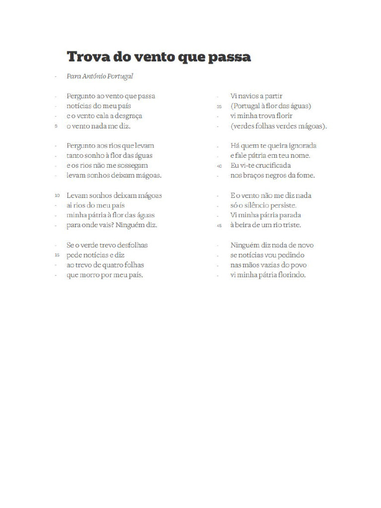 Manuel Alegre - Trova Ao Vento Que Passa | PDF