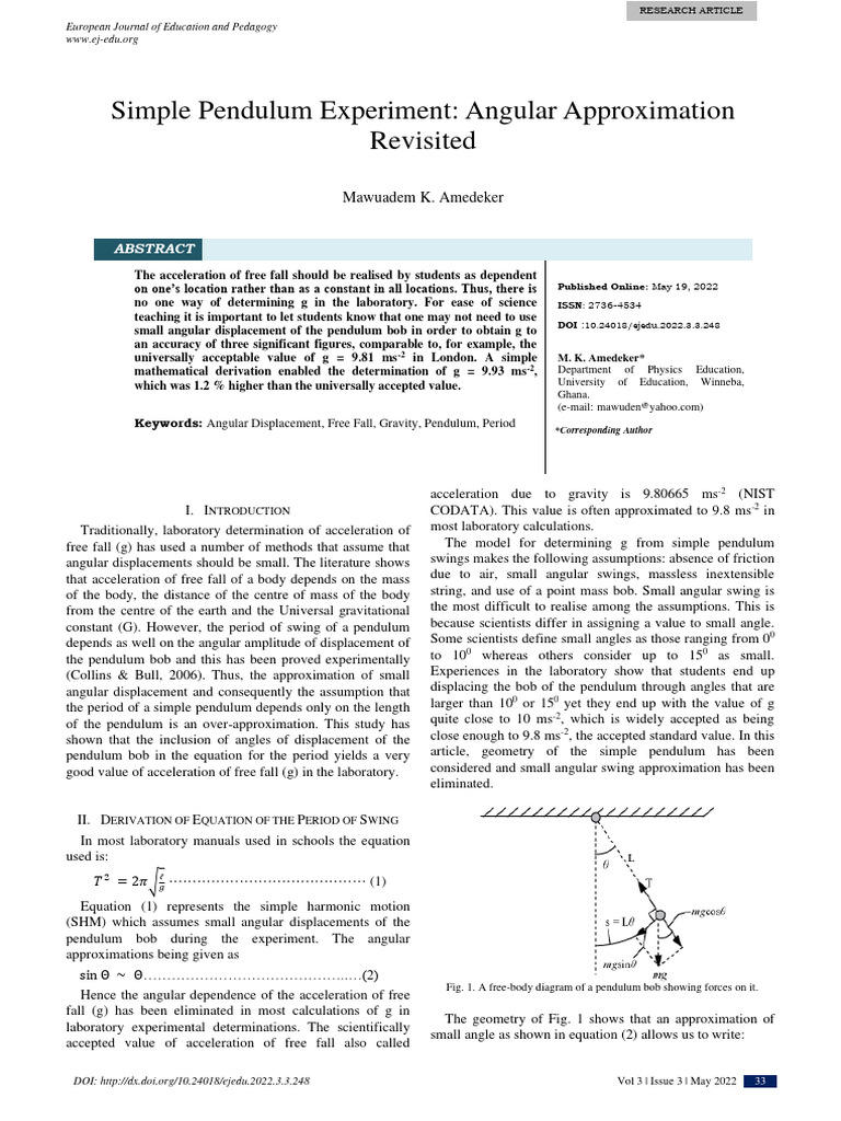 Editor in Chief,+ejedu 248 | PDF | Pendulum | Mechanics