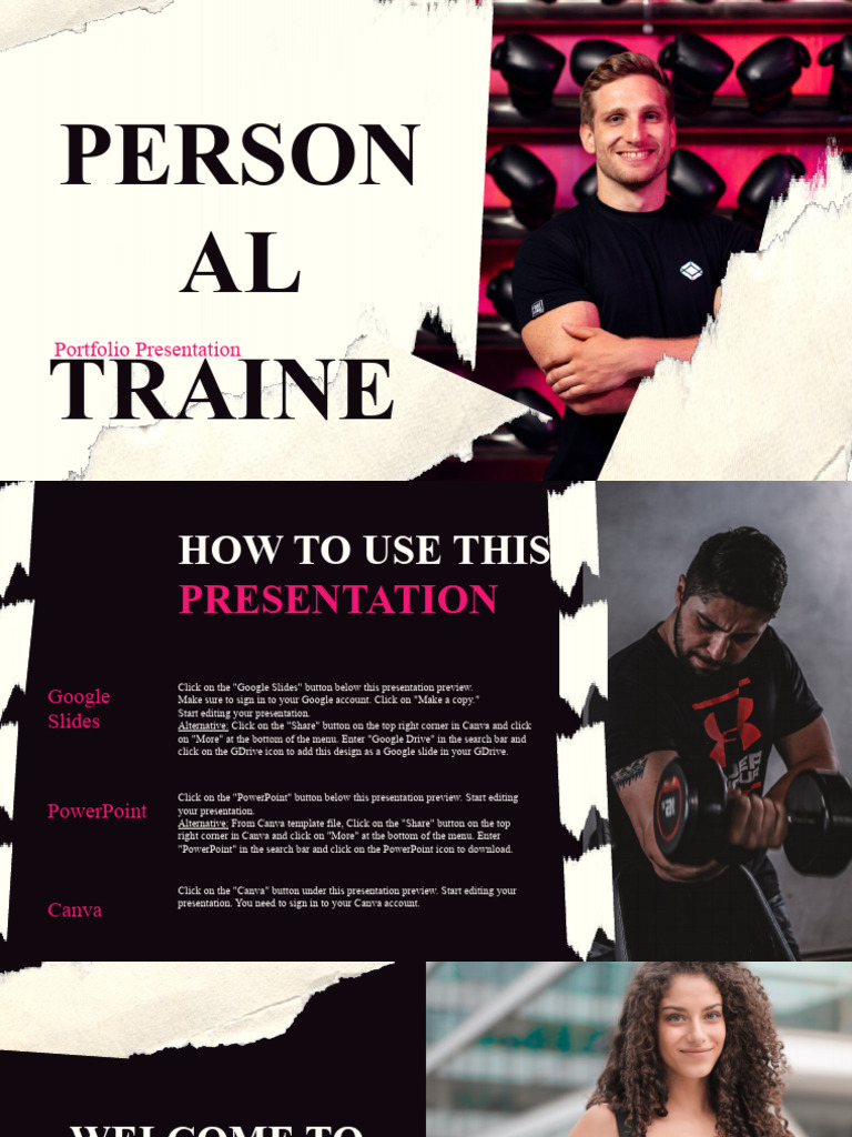 Personal Trainer Portfolio Black and Beige Modern Minimal Presentation ...