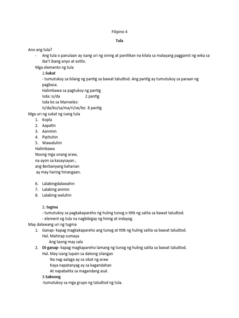 Filipino 4 Tula | PDF