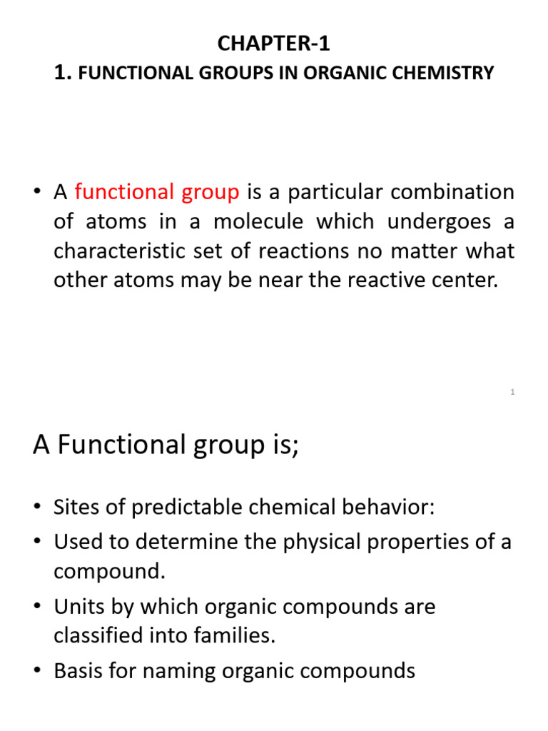 Chapter 1 Functional Groups in Organic Chemistry | PDF | Amine | Alkene