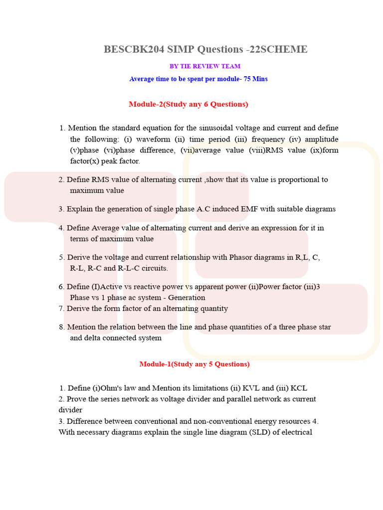 Electrical Engineering Study Guide | PDF | Electric Motor | Ac Power