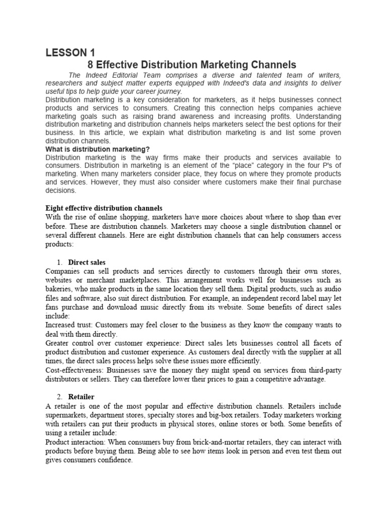 Distribution Lesson | Download Free PDF | Supply Chain | Supply Chain ...