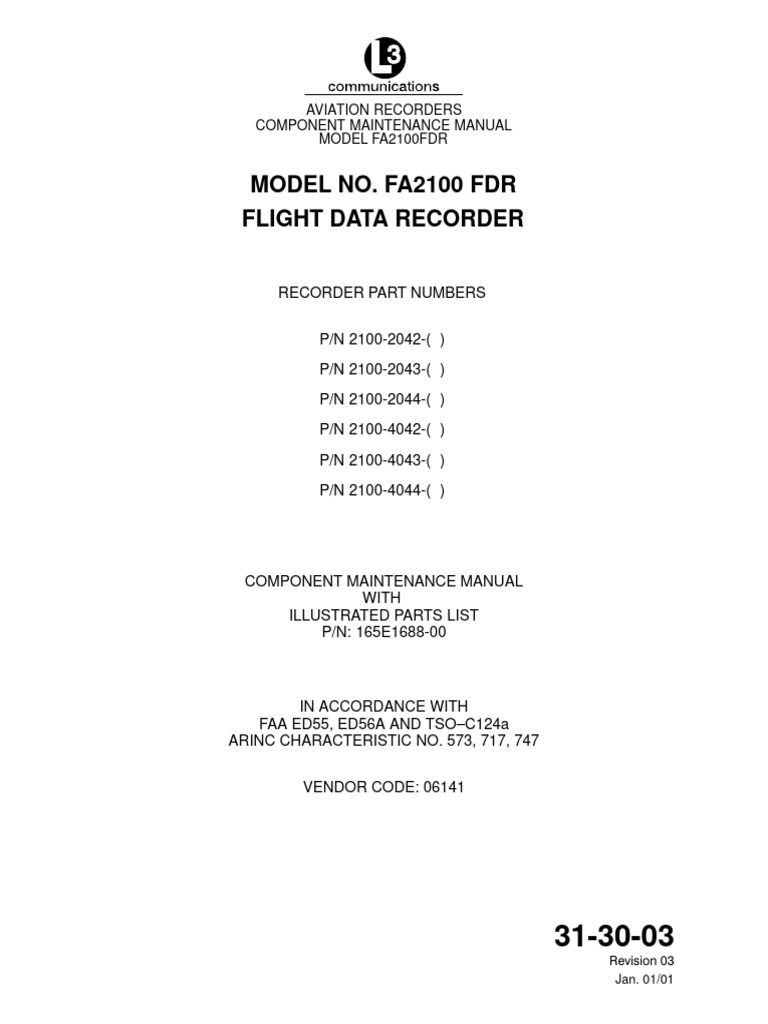 L3 Communications FDR (FA2100) 31-30-03 - Rev 03 | PDF | Flight ...