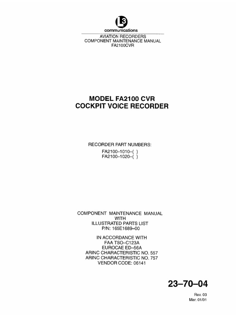 L3 Communications CVR (FA2100) 23-70-04 - Rev 03 | PDF