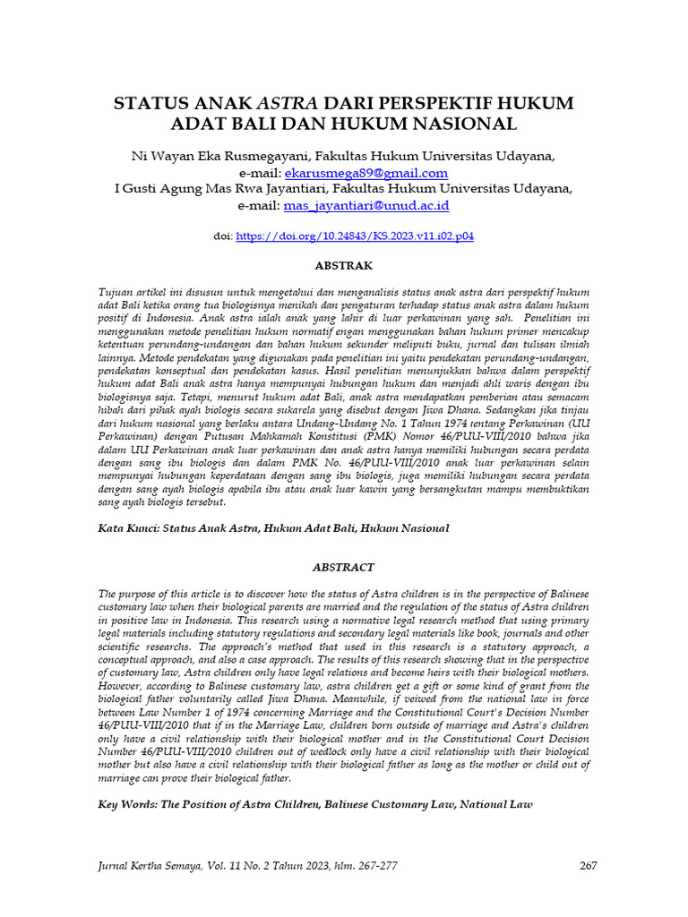 Perspektif Hukum Adat Bali | PDF