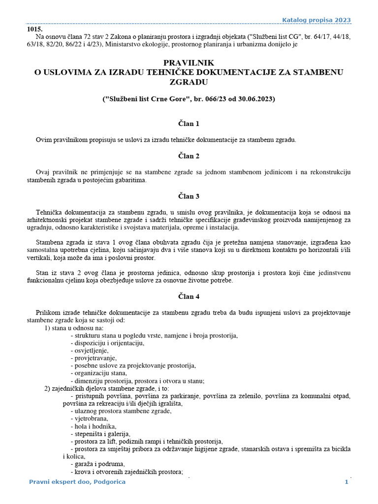 Pravilnik Stambenih Objekata | PDF