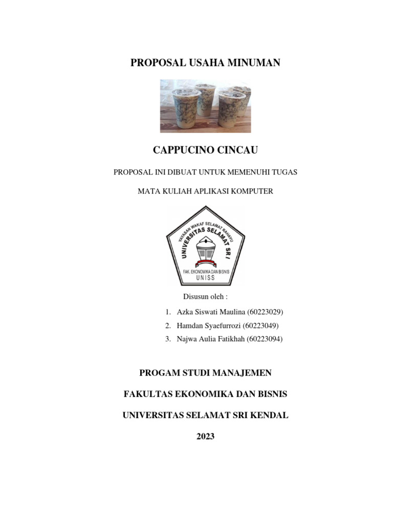 Proposal Usaha Minuman Cappucino Cincau | PDF