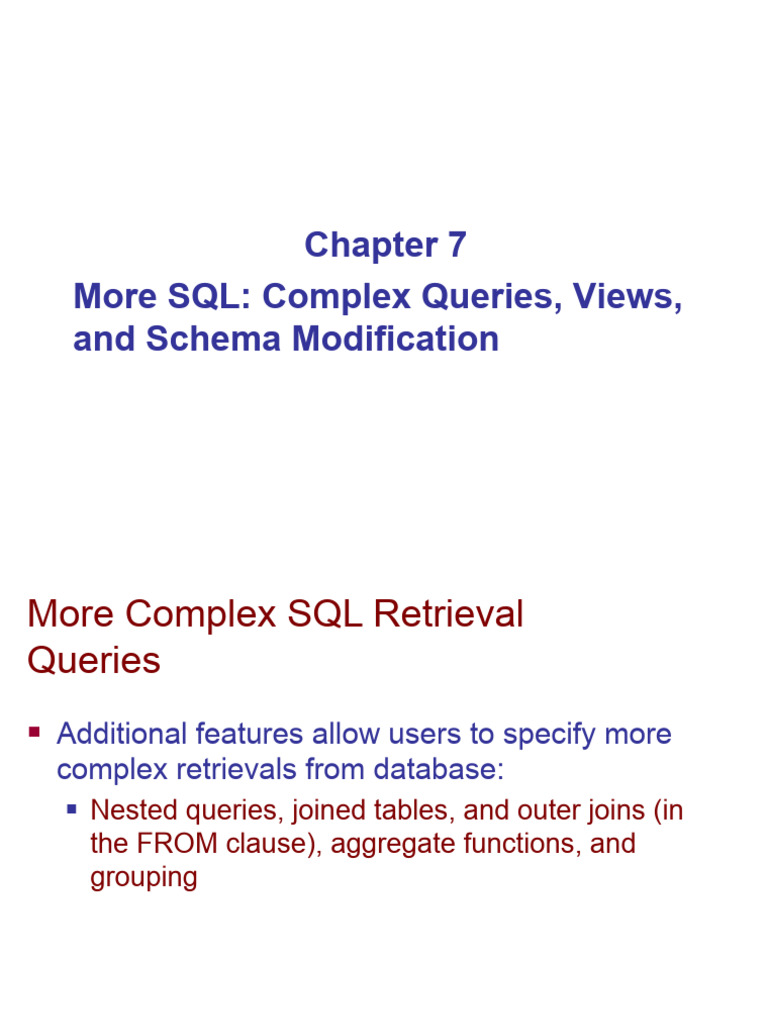 Week7- Complex SQL Queries | PDF | Table (Database) | Computer Data