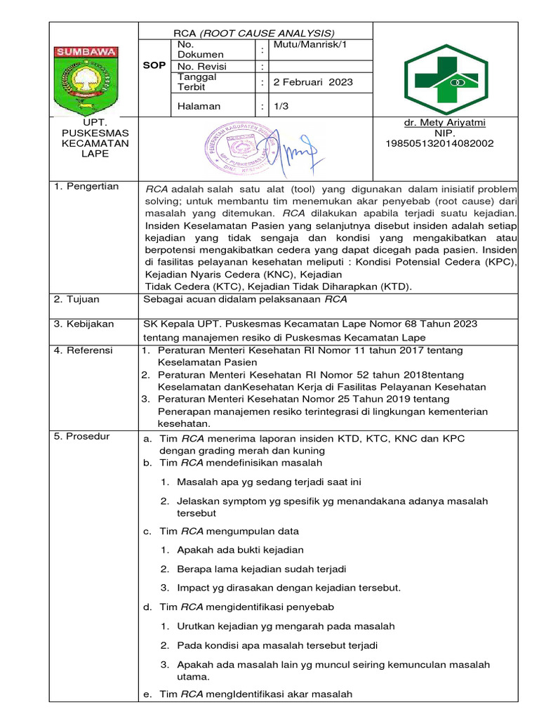 5.2.1.a SOP RCA | PDF