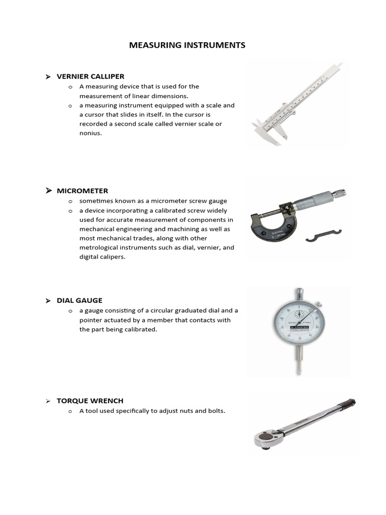 Mechanical Measuring Instruments Overview | PDF | Physical Sciences ...