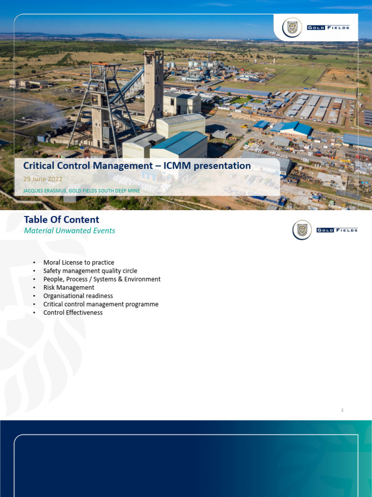 South Deep Critical Control Management | PDF | Risk | Risk Management