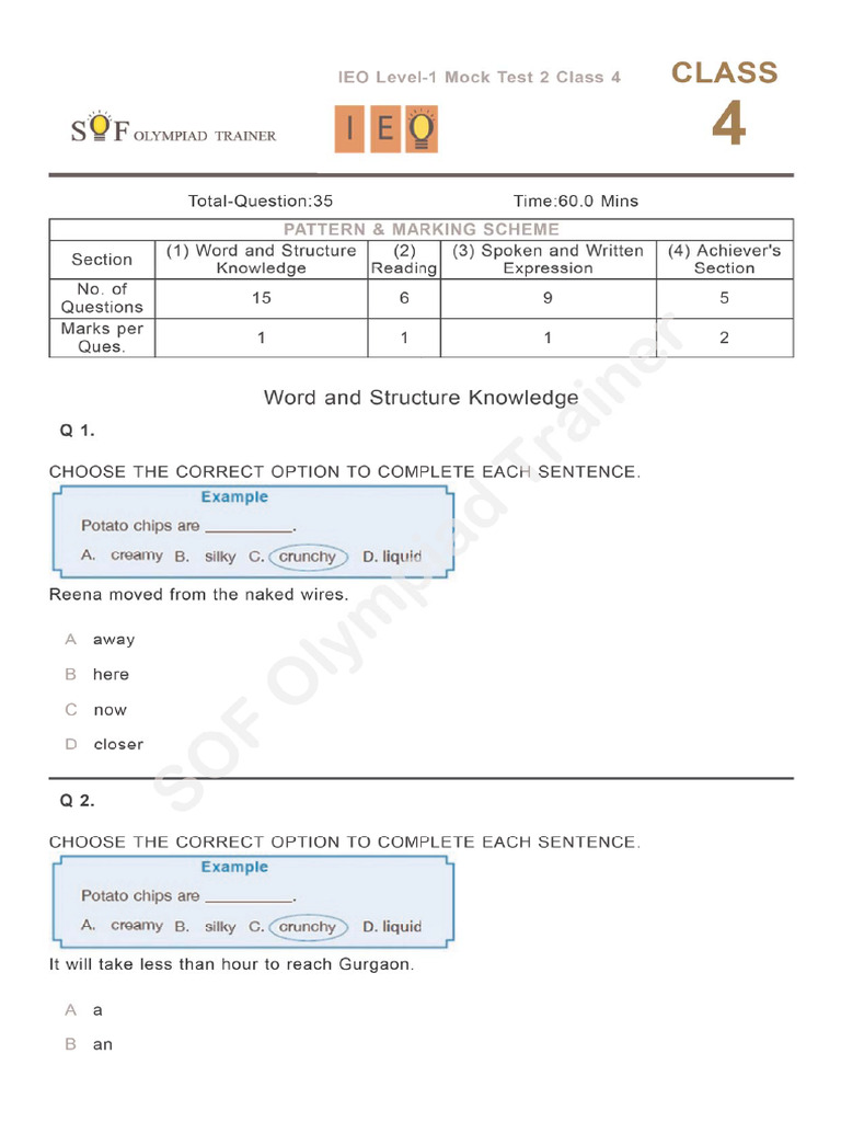 IEO Level1 Mock2 Class4 | PDF