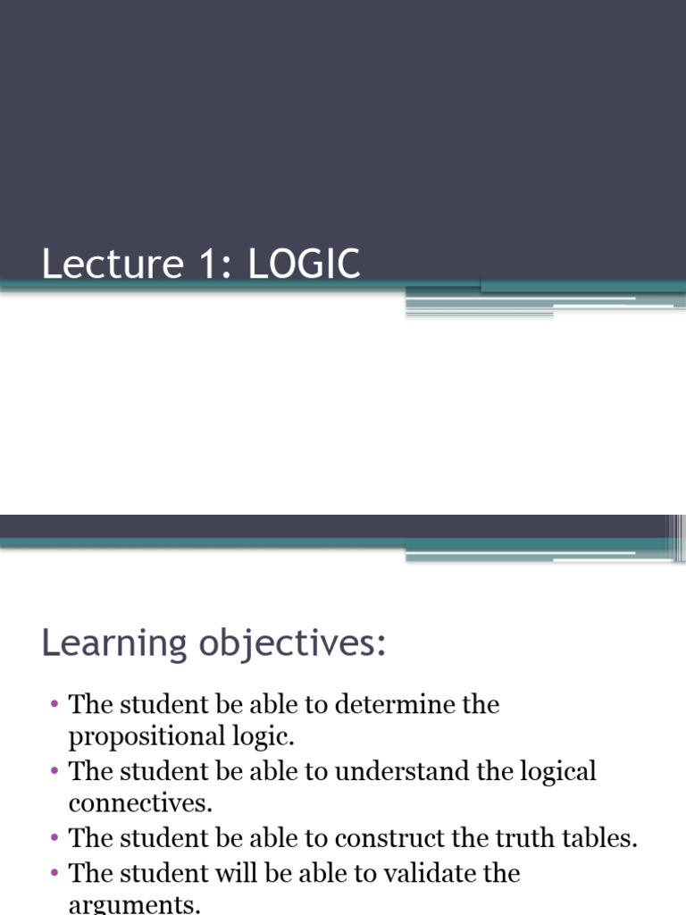 Lecture 1-Logic 1 | PDF | If And Only If | Metalogic
