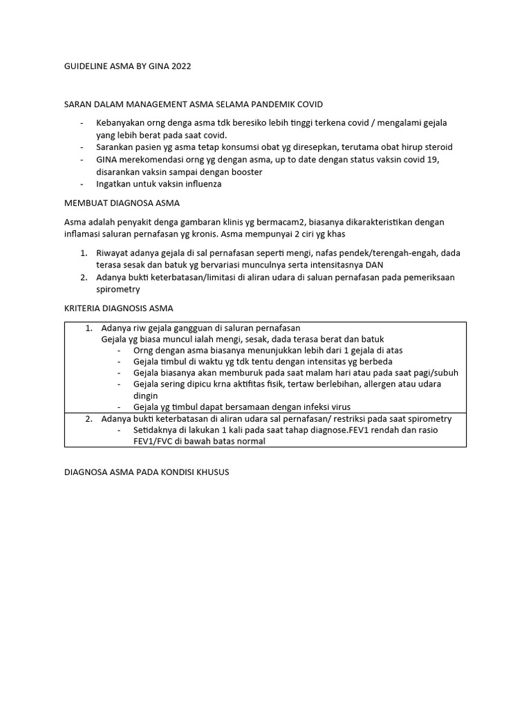 Guideline Asma by Gina 2022 | PDF