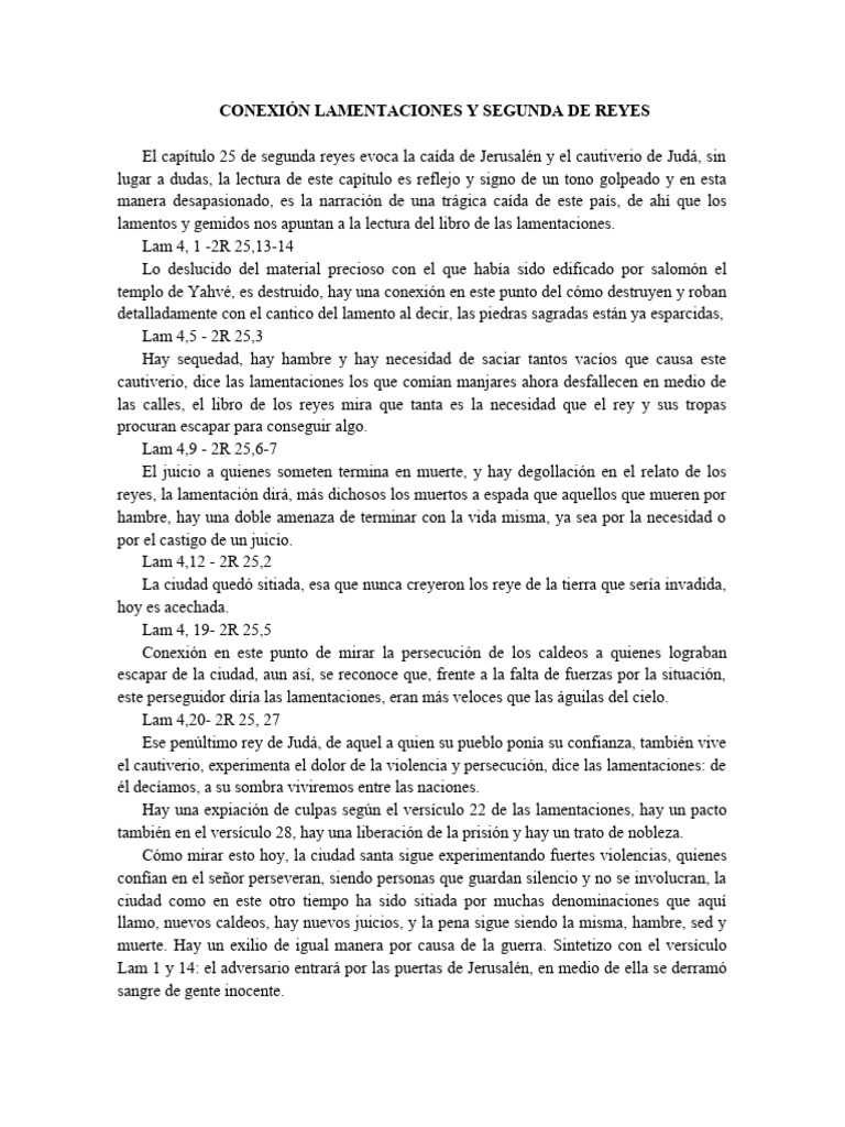 CONEXIÓN LAMENTACIONES Y SEGUNDA DE REYES_093608 | PDF
