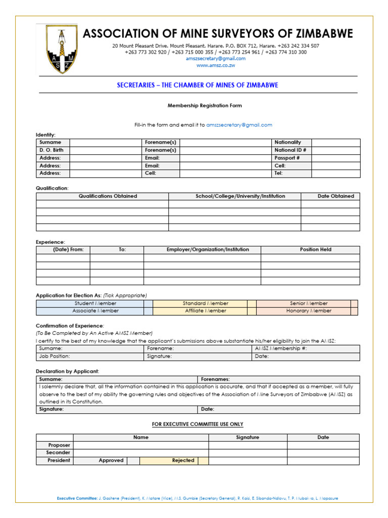 AMSZ Membership Registration Form 2022 | PDF | Government