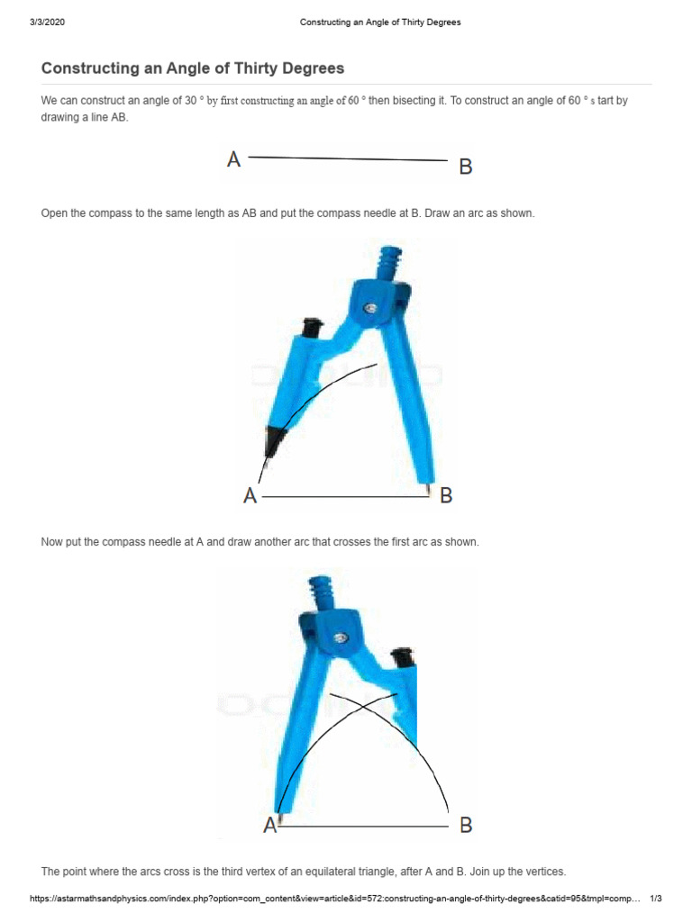 Constructing An Angle of Thirty Degrees | PDF